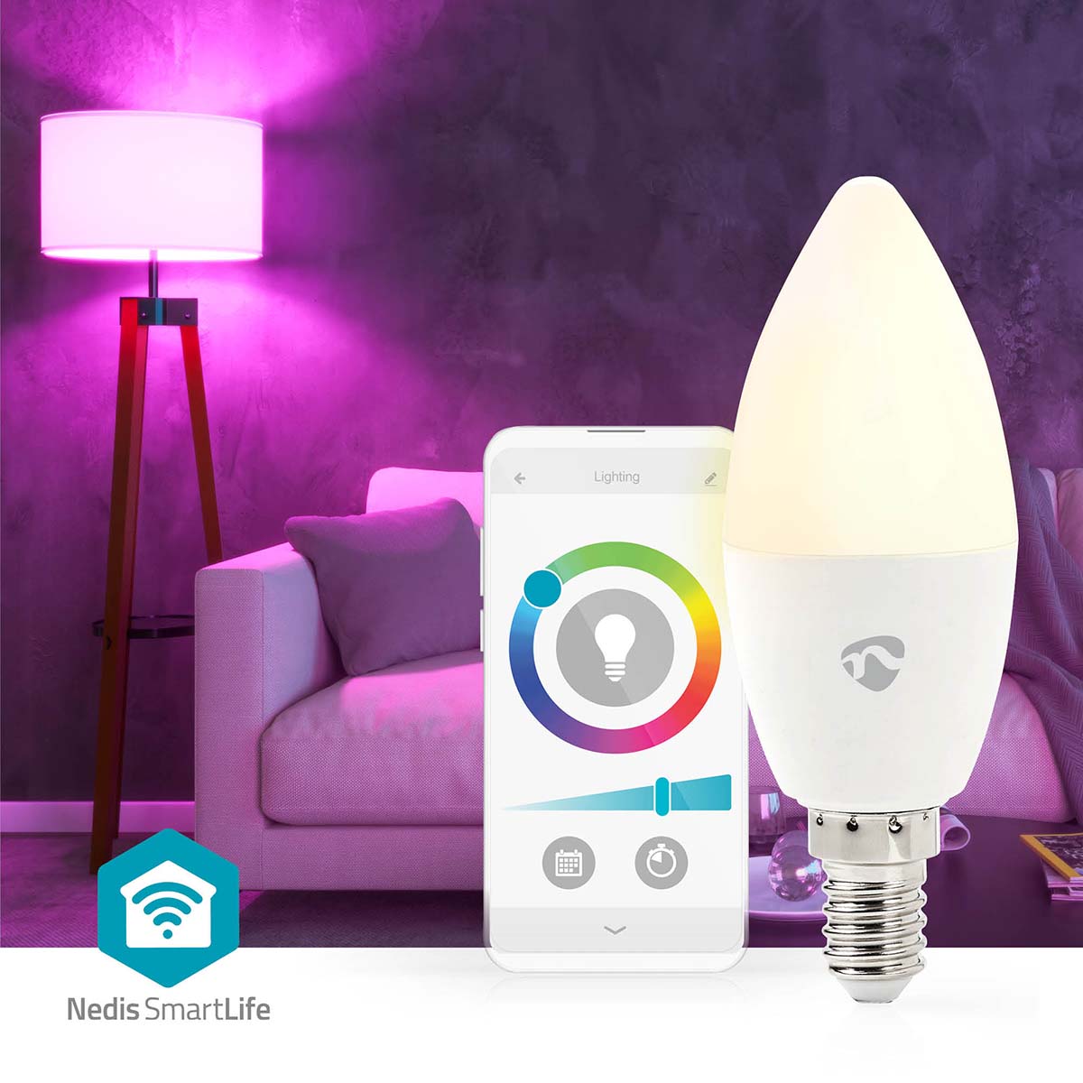 SmartLife LED Kaars | Wi-Fi | E14 | 470 lm | 4.9 W | Warm tot Koel Wit ...